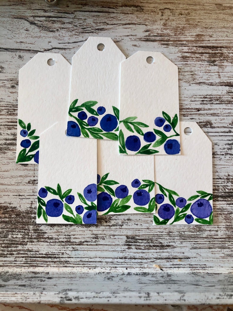 Watercolor Gift Tag Set: Blueberry - Etsy