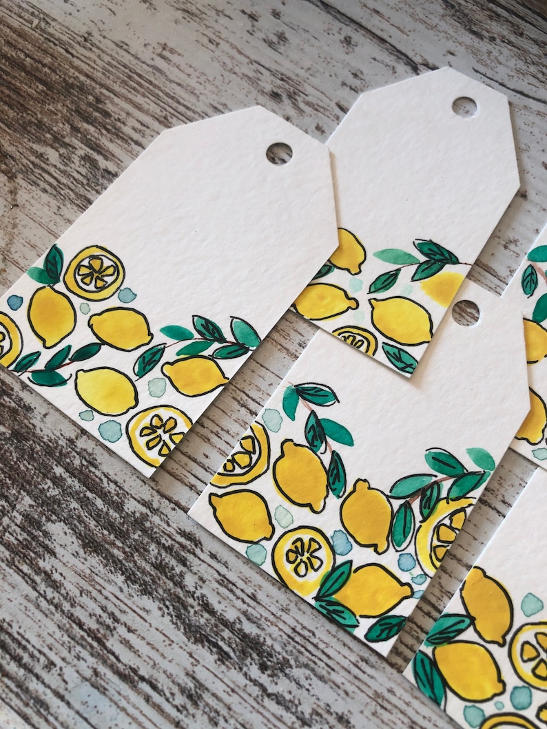 Watercolor Gift Tags Set: Lemon - Etsy