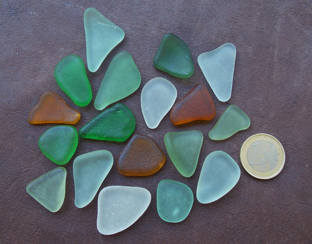 Vintage Genuine Sea Glass 20 Triangular Pendant Shape Pcs Nicely ...