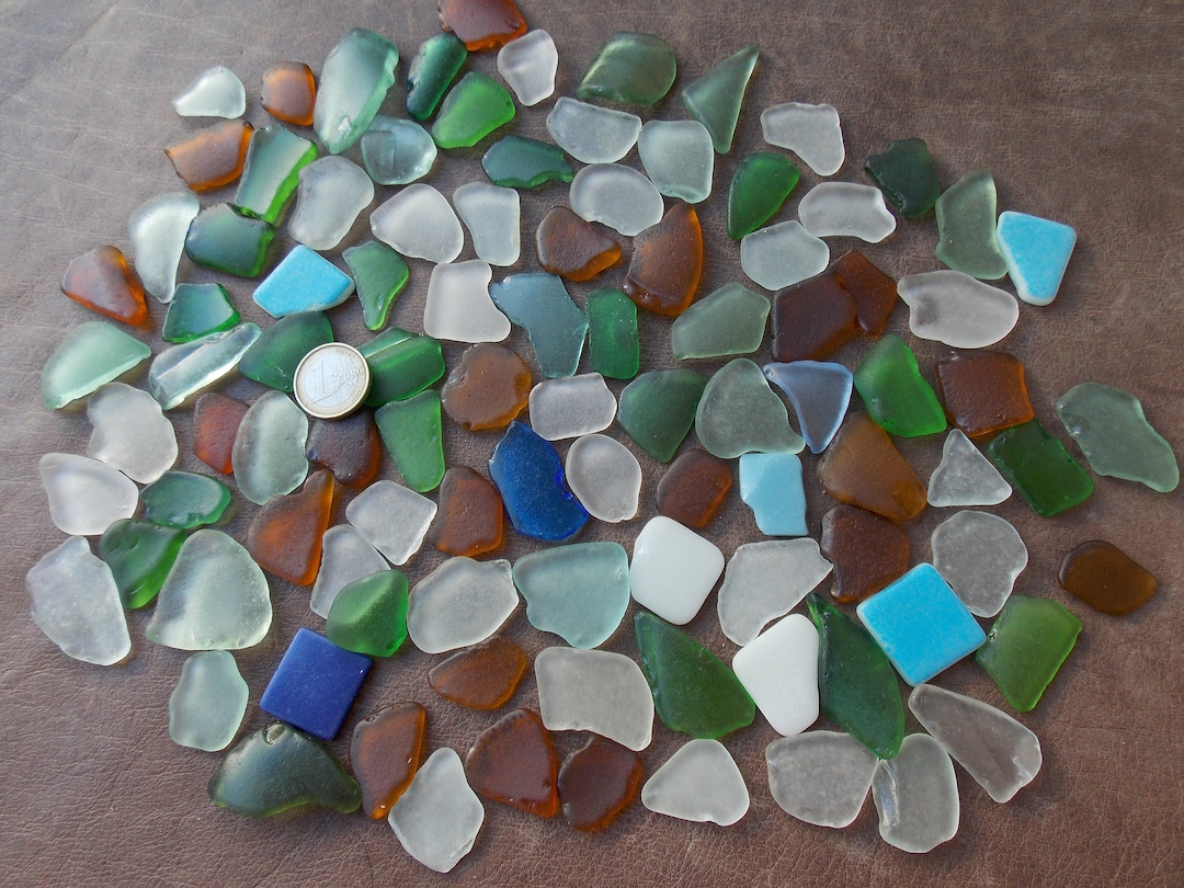 100 Pcs Sea Glass Bulk, Natural Colorful Sea Glass Pebble Art Supplies ...