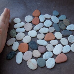 50 Flat Smooth Oval & round Colourful beach stones for pebble | Etsy