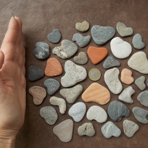 36 Love Stones Flat Tiny to Medium Heart Shaped Sea Rocks for - Etsy