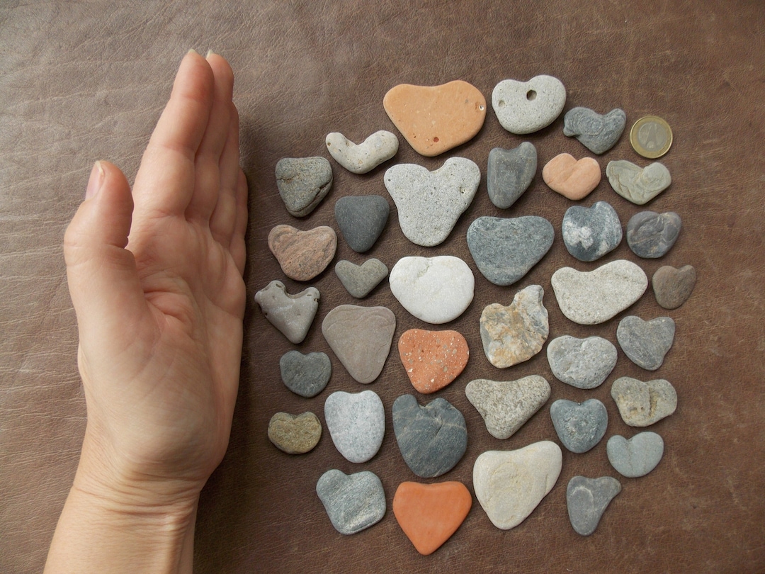 36 Love Stones Flat Tiny to Medium Heart Shaped Sea Rocks for - Etsy