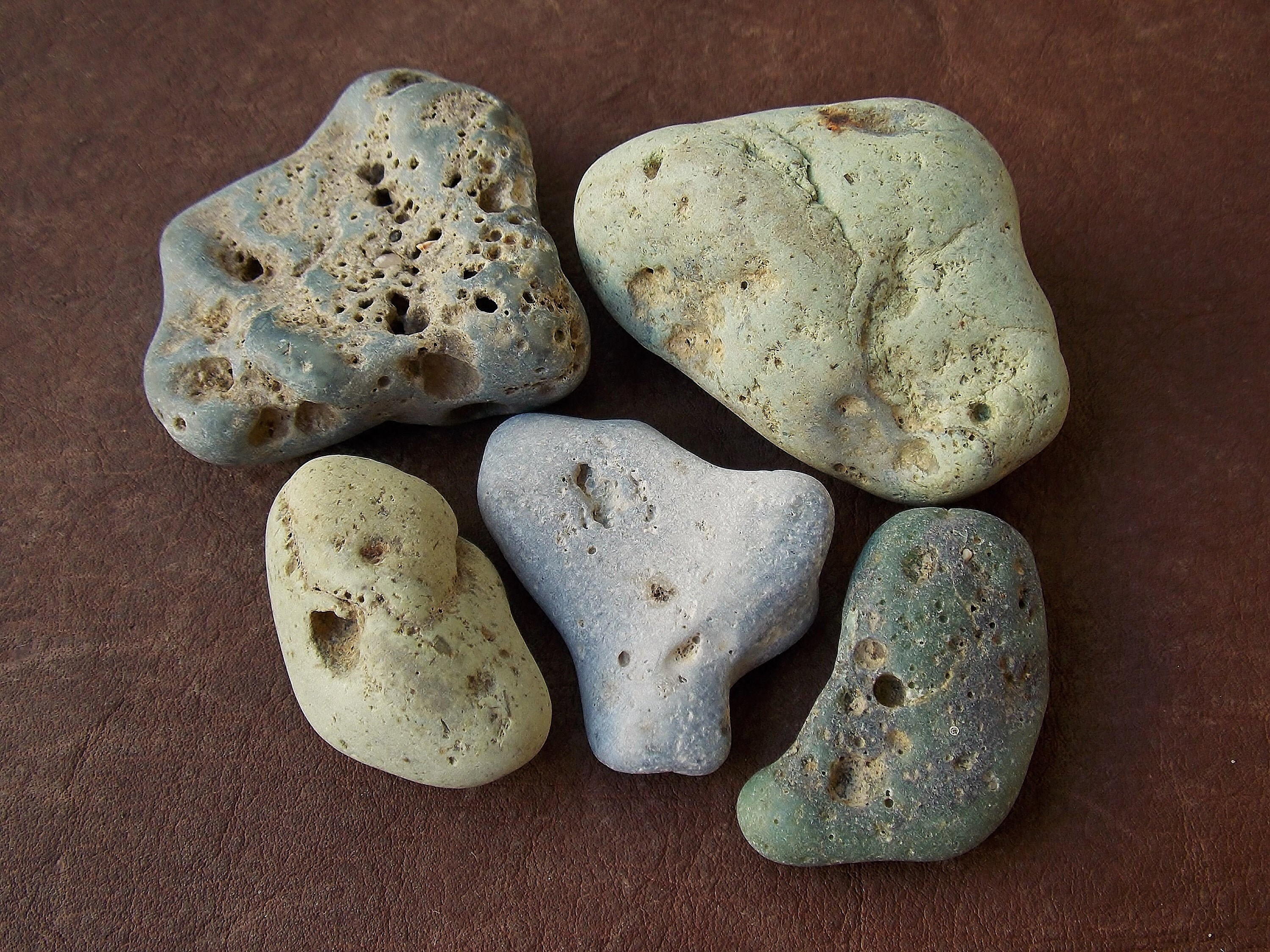 5 Unusual slag rocks Rare blue and green beach slag stones | Etsy