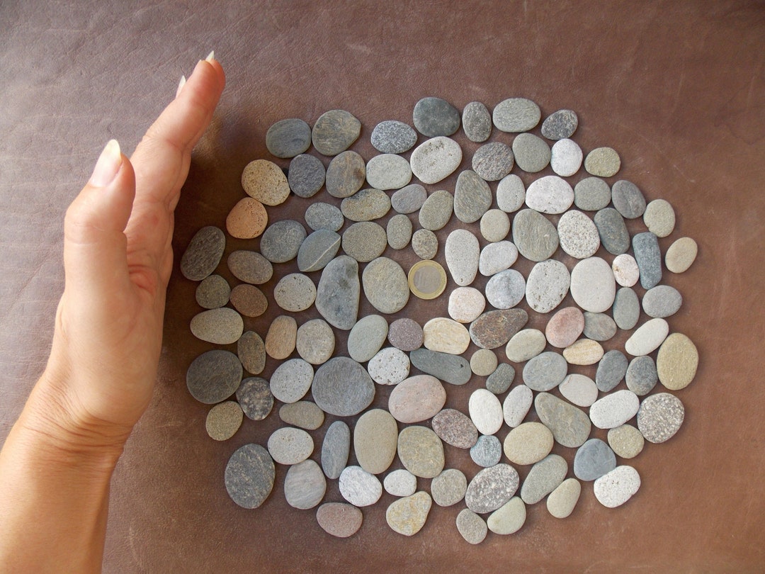 Bulk 120 Assorted Flat Sea Pebble Stones for Pebble Art; Slate Shale ...