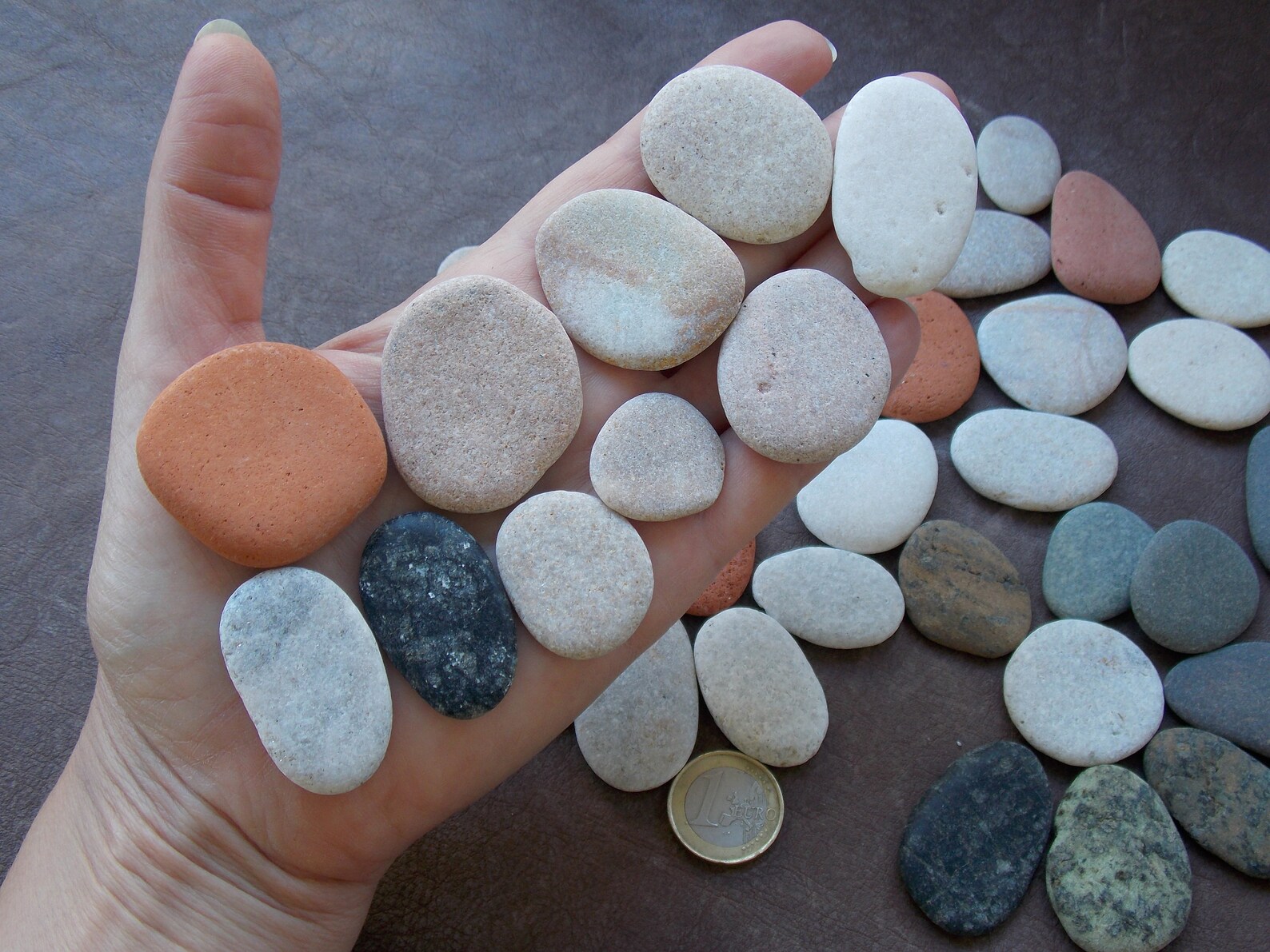 50 Flat Smooth Oval & round Colourful beach stones for pebble | Etsy