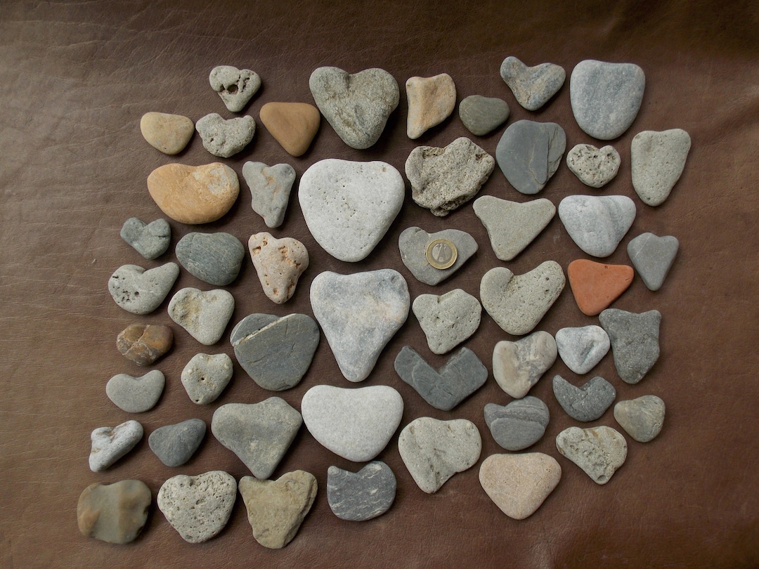 50 Big Love Stones Natural Heart Shaped Sea Rocks Beach Wedding Decor ...