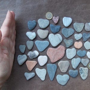 36 Love Stones Flat Tiny to Medium Heart Shaped Sea Rocks for Crafting ...