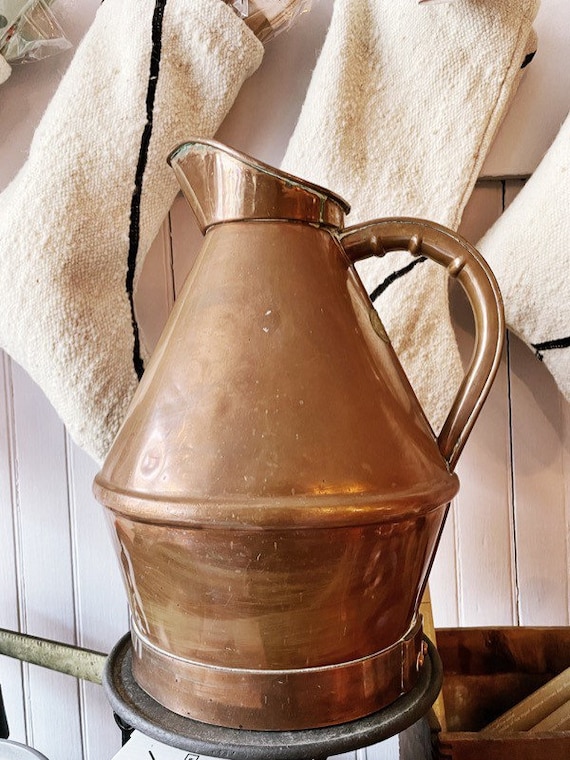 Large Antique French Copper Wine Pitcher - Etsy
