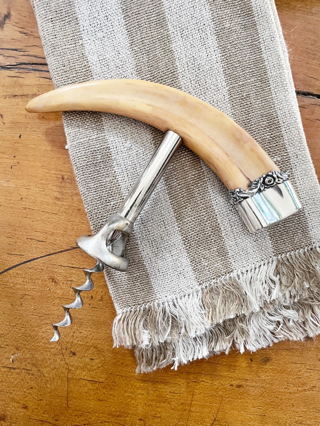 Antique Corkscrew With Boar Tusk and Sterling Silver Handle - Etsy
