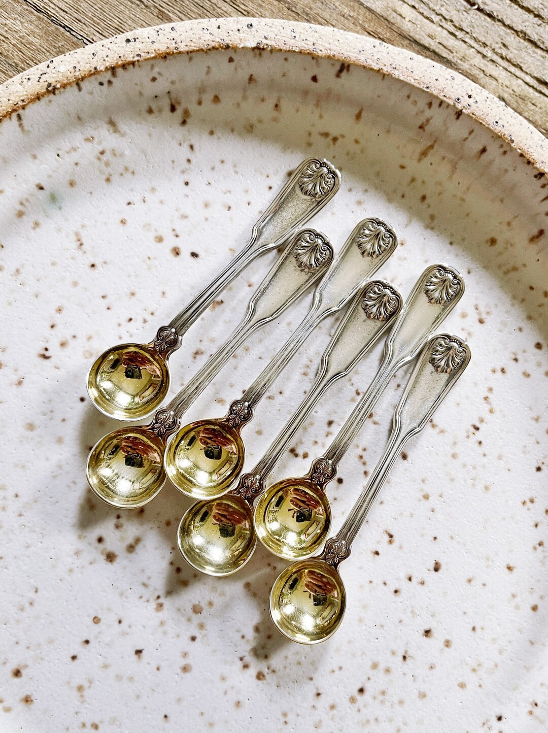 Set of 6 Antique Tiffany & Co Sterling Silver Salt Spoons in Shell and ...