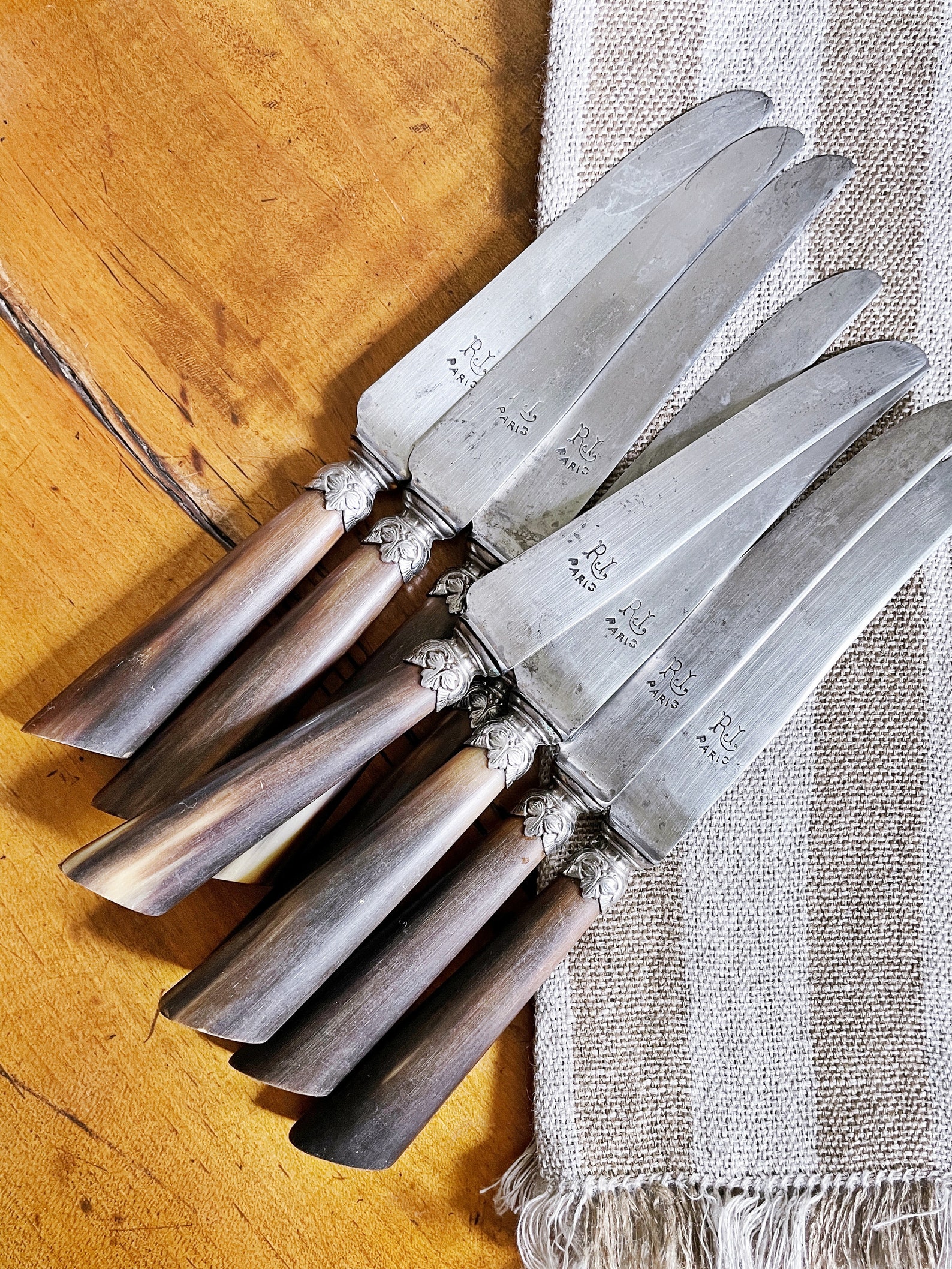 Antique French Horn Handle Knives - Etsy