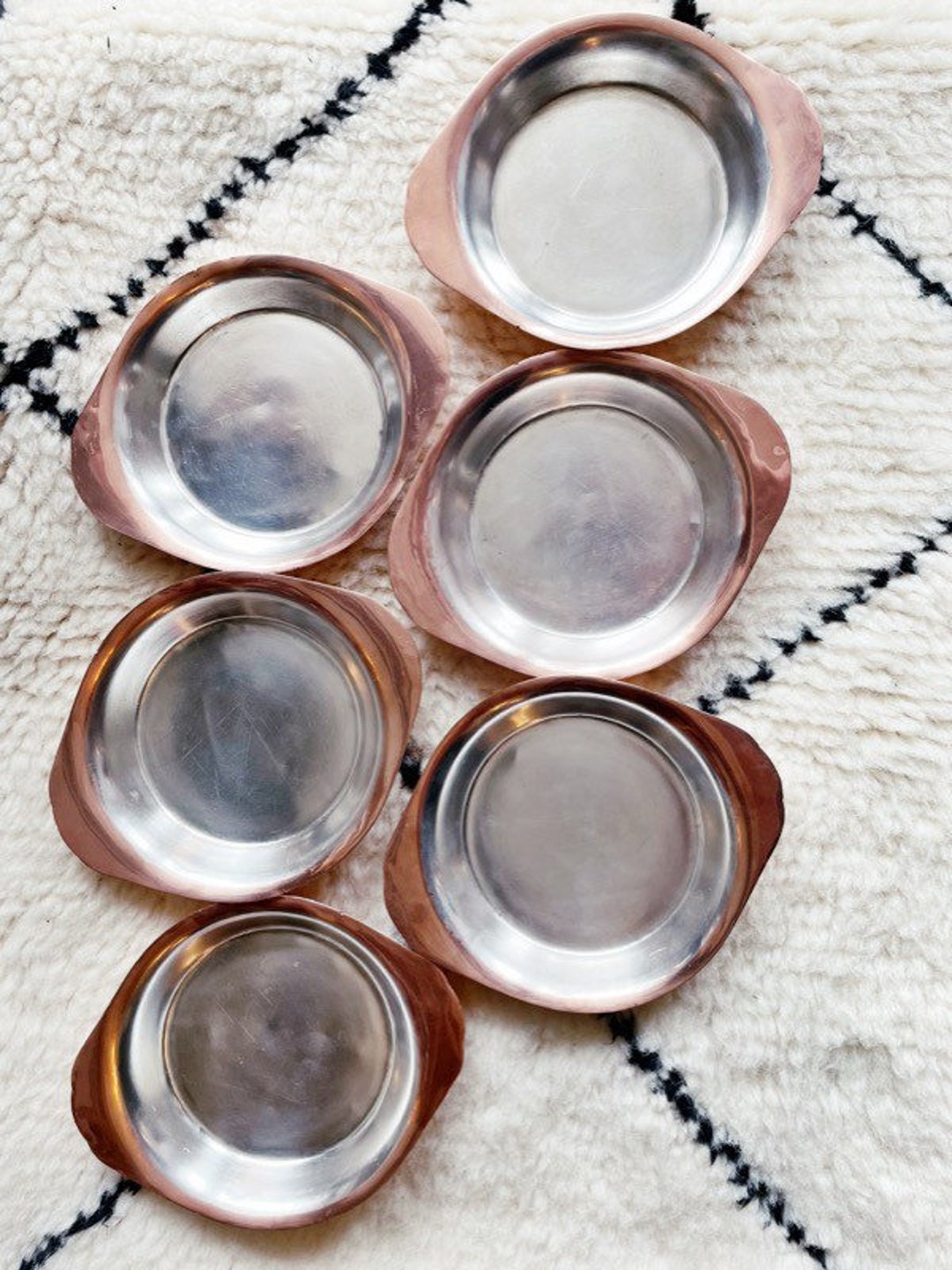 Set of 6 Antique Heinrichs Copper & Sterling Silver Gratin Pans From ...