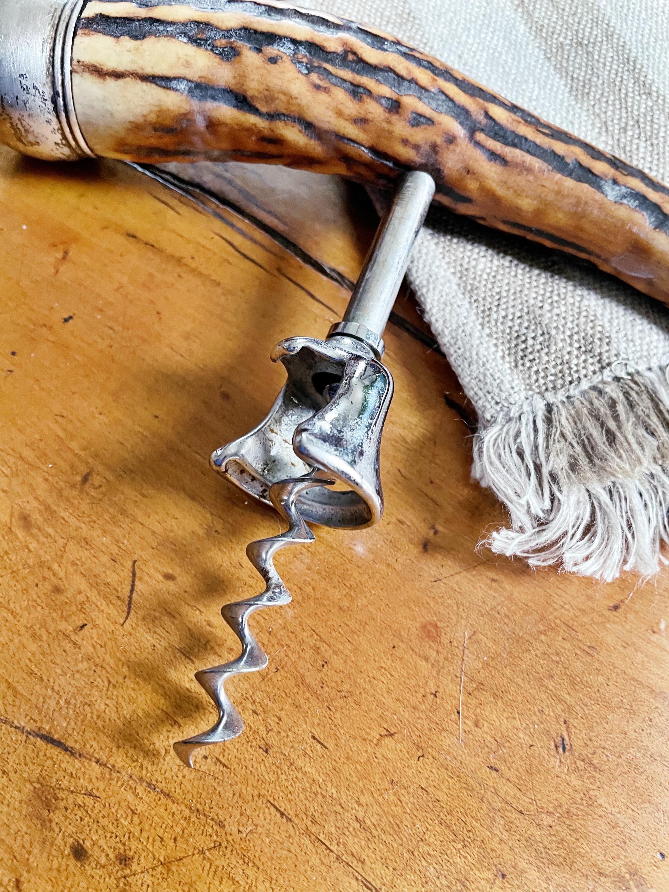 Antique Sterling Silver and Deer Antler Corkscrew - Etsy
