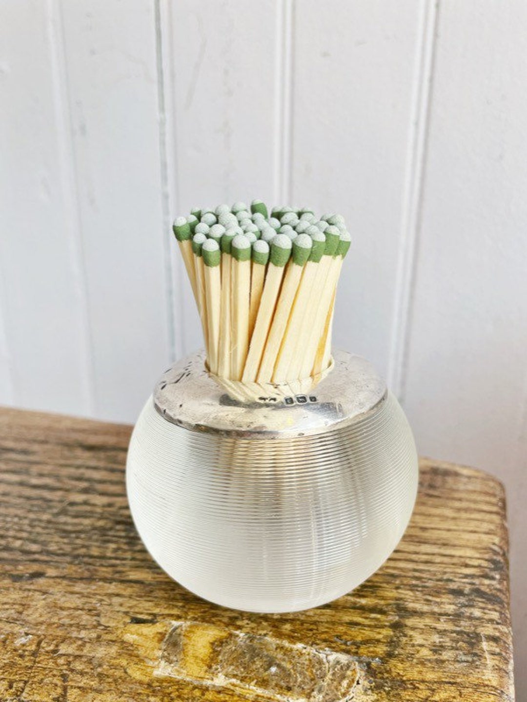 1920 English Sterling Silver and Glass Match Striker - Etsy