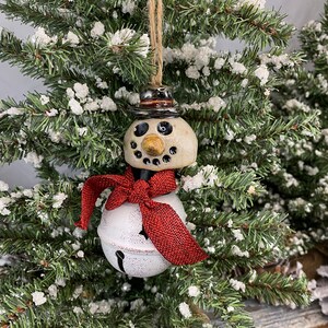 Handcrafted Snowman Bell Ornament - Etsy