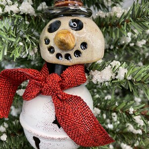 Handcrafted Snowman Bell Ornament - Etsy