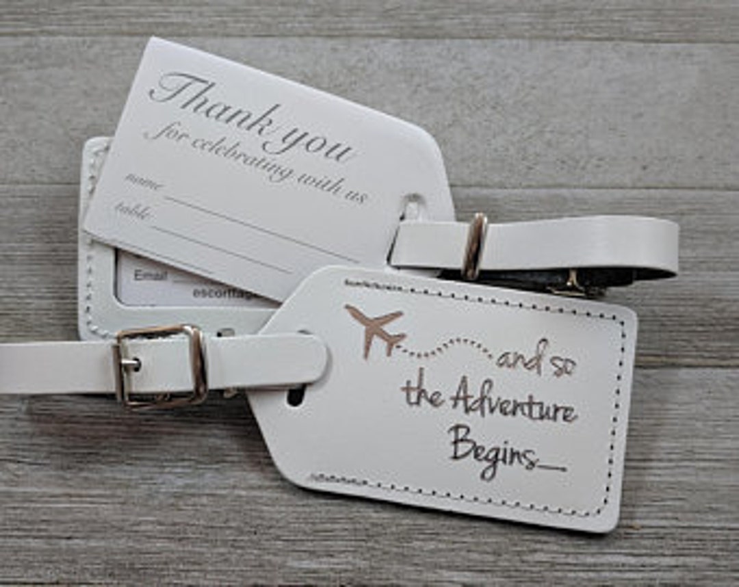 Luggage Tags Wedding Favor White Leather and so Our - Etsy