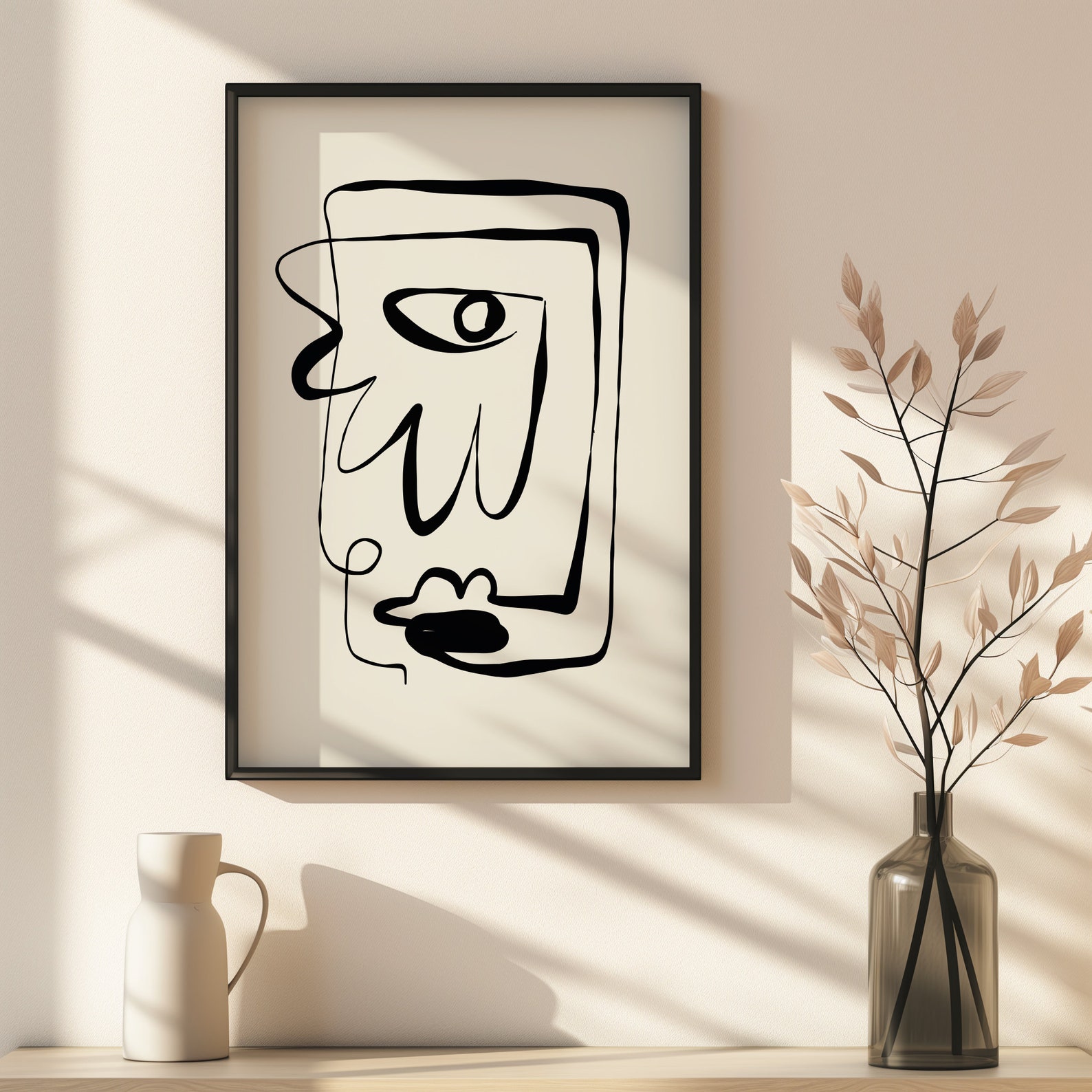 Linear Face Silhouette, Line Drawing, Minimalist Modern Face, Boho Line ...