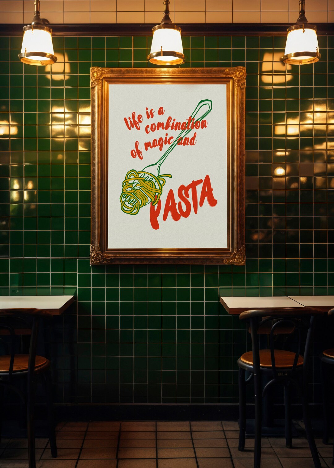 Hand Drawn Pasta Print, Pasta Club Poster, Modern Dinning Room Art ...