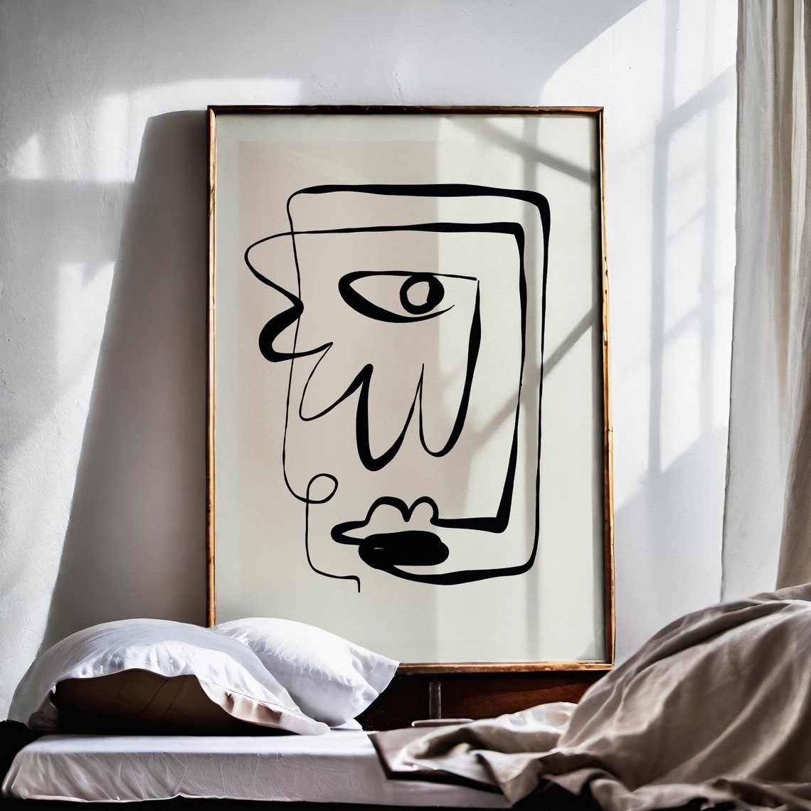 Linear Face Silhouette, Line Drawing, Minimalist Modern Face, Boho Line ...