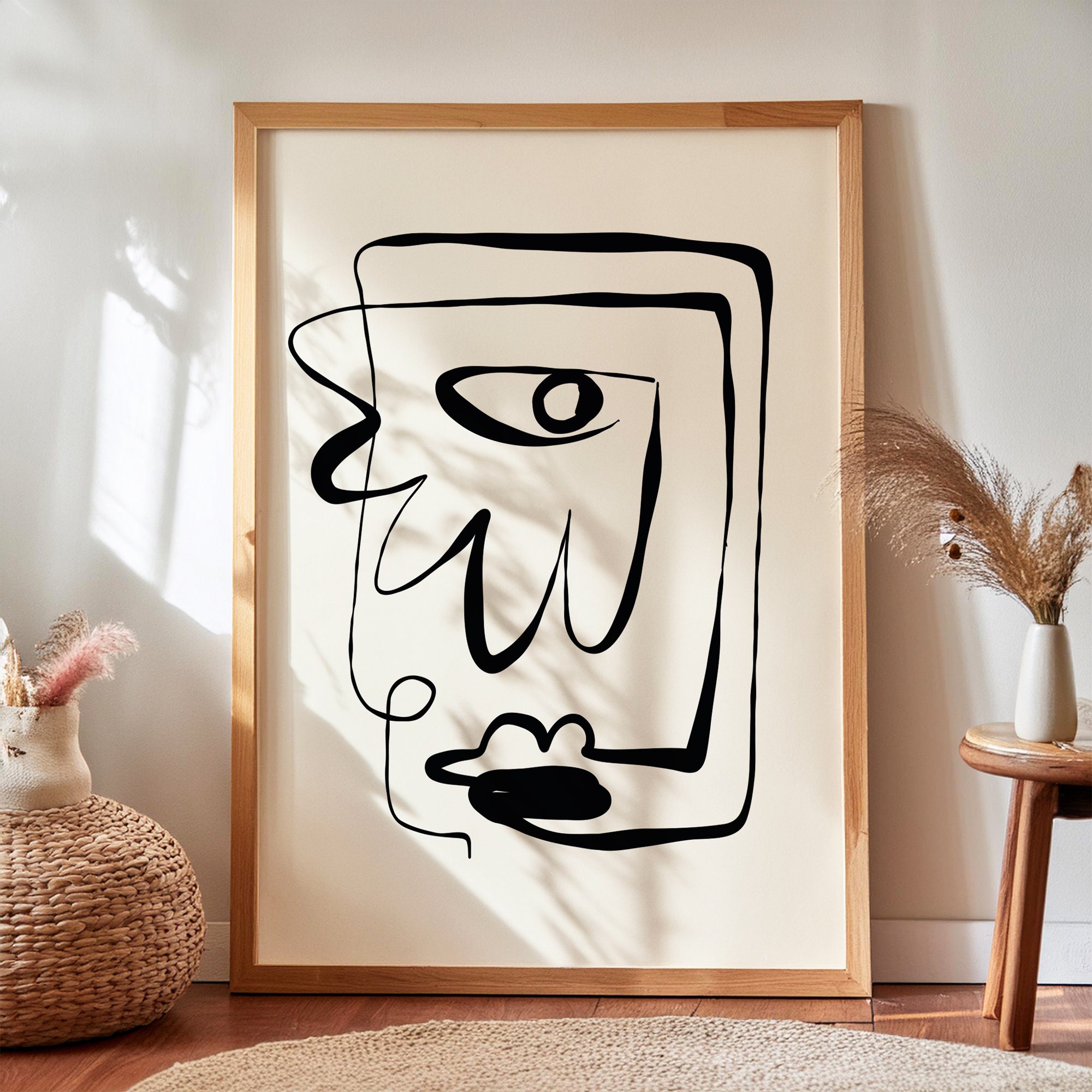 Linear Face Silhouette, Line Drawing, Minimalist Modern Face, Boho Line ...