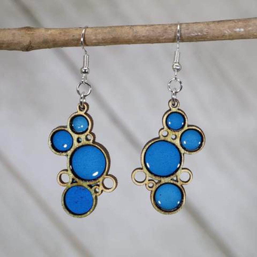 Colorful Boho Bubble Wooden Dangle Earrings - Etsy