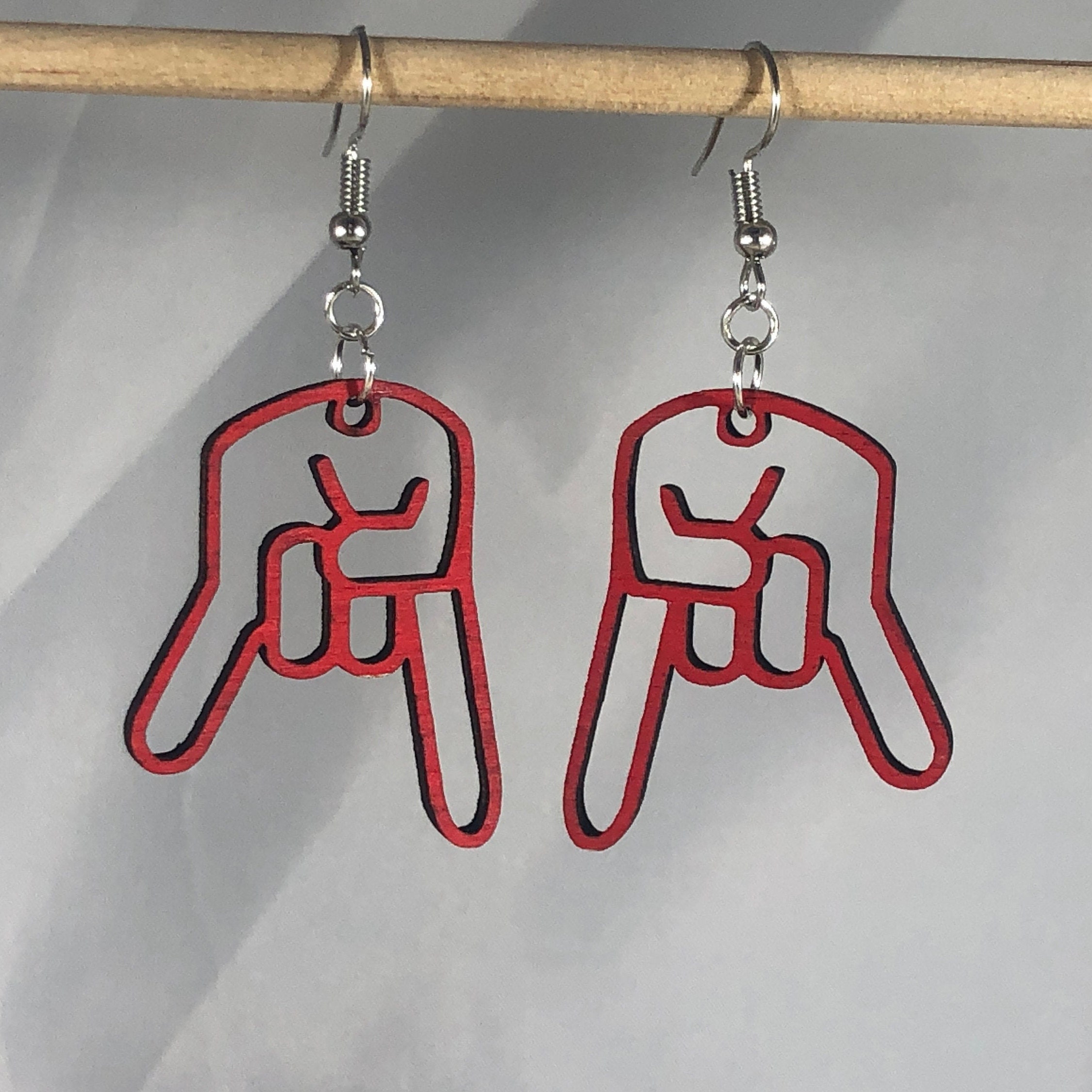 Upside Down, Inverted Horns Hand Earrings - Etsy