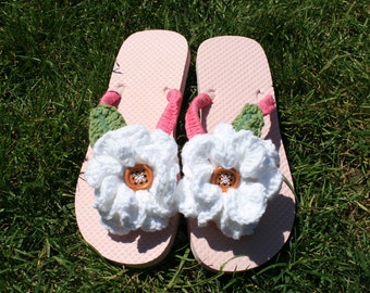 Flower flip flops | Etsy