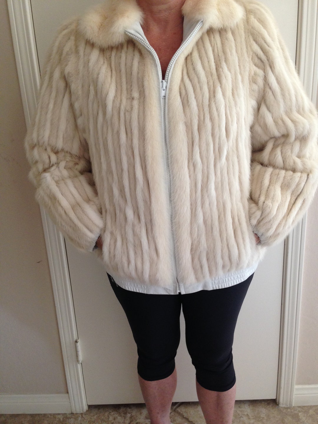Mink and Leather Reversible Jacket, Beautiful Natural White Mink - Etsy