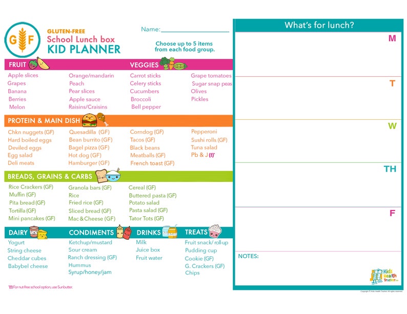 Printable School Lunch Planner Easy Kid-friendly Ideas - Etsy