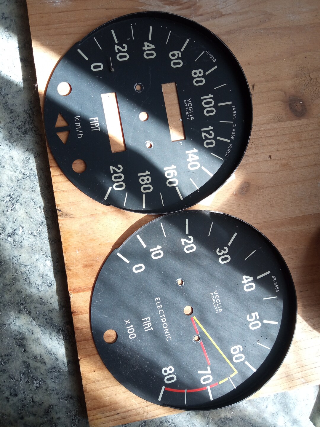 Vintage Car - Fiat/ Set DIALS Speedometer + Tachometer / Veglia ...