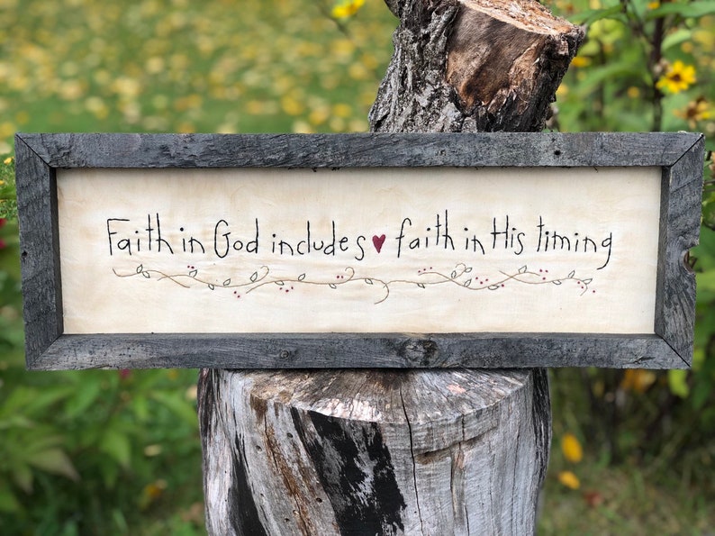 Faith in God Primitive Stitchery Framed Print - Etsy