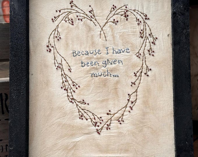 Because Primitive Stitchery Framed Print - Etsy