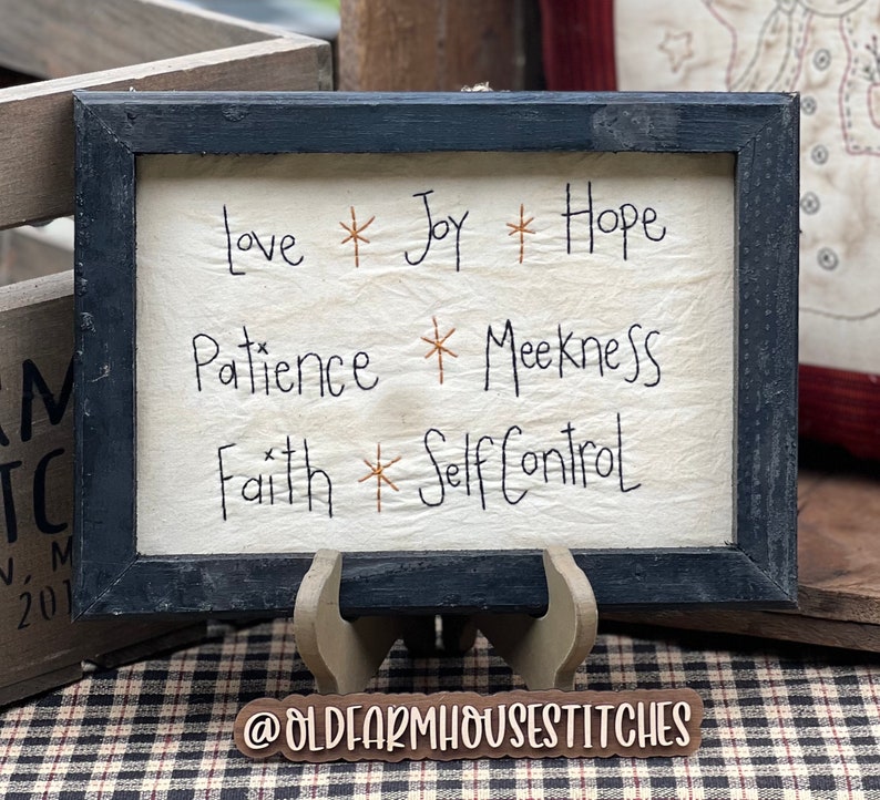 Love, Joy, Hope Primitive Stitchery Framed - Etsy