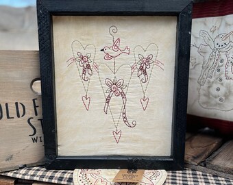 Country Tree Primitive Stitchery Framed Print - Etsy