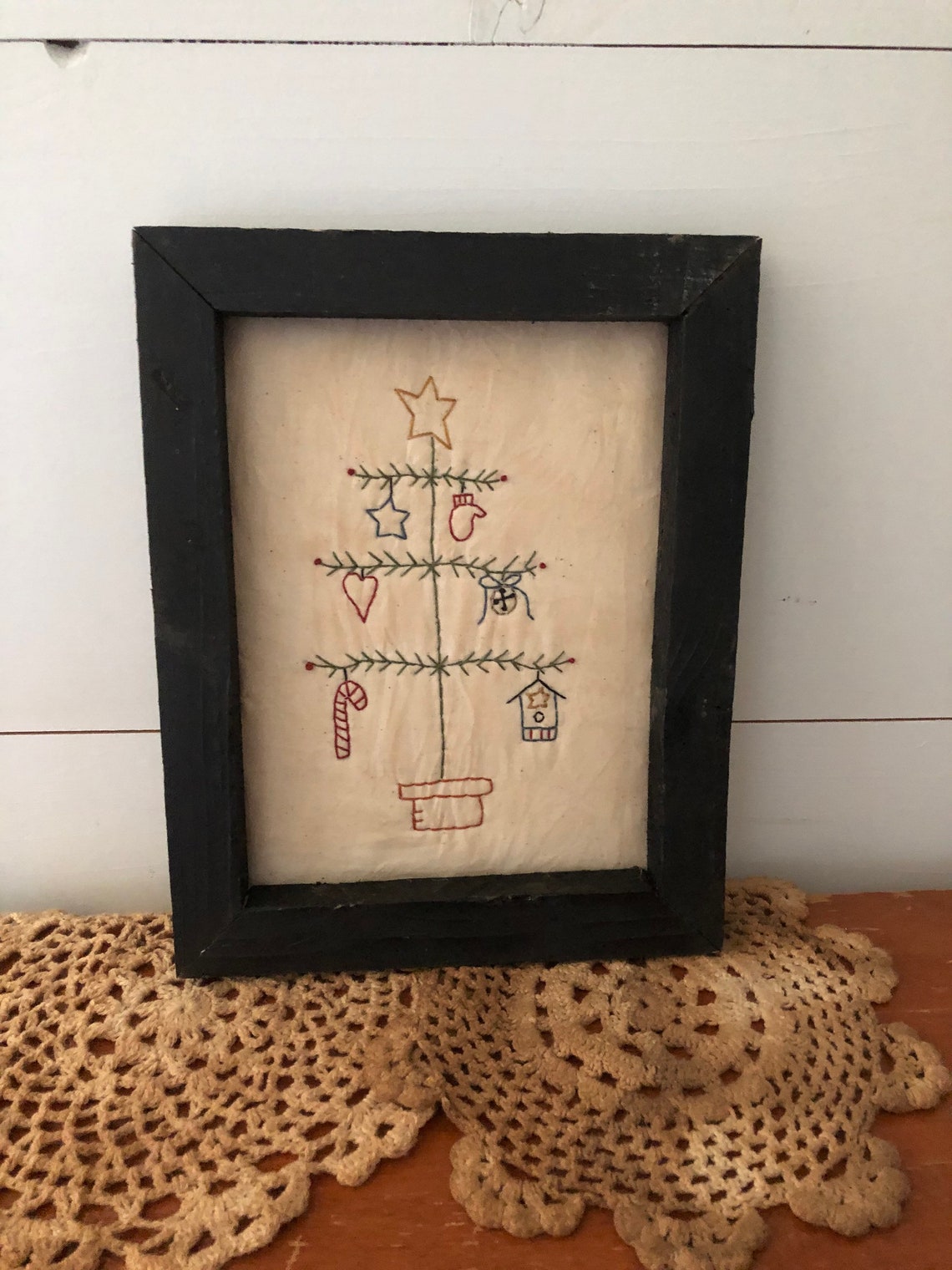 Country Tree Primitive Stitchery Framed Print - Etsy