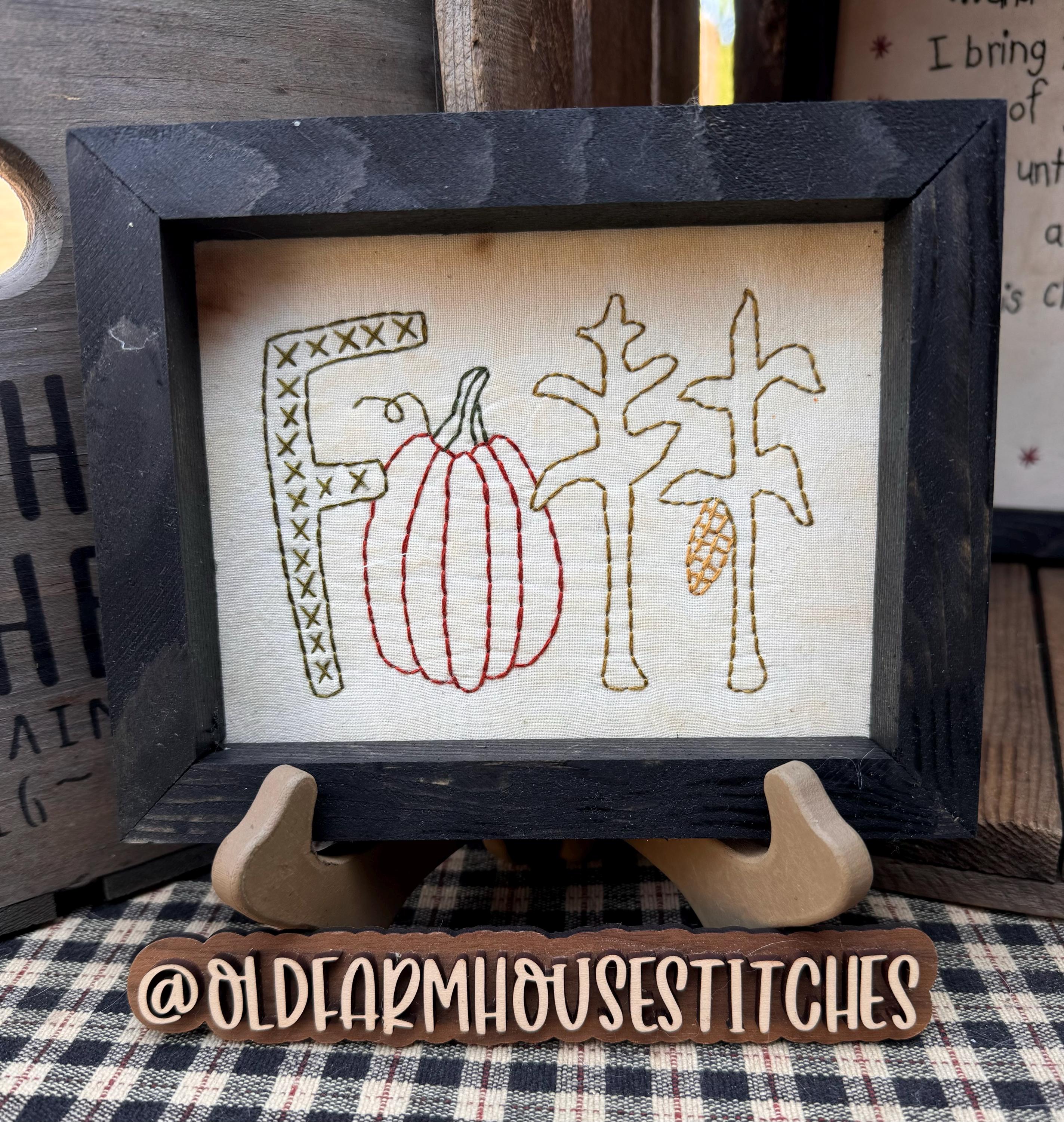 Fall Primitive Stitchery Framed - Etsy