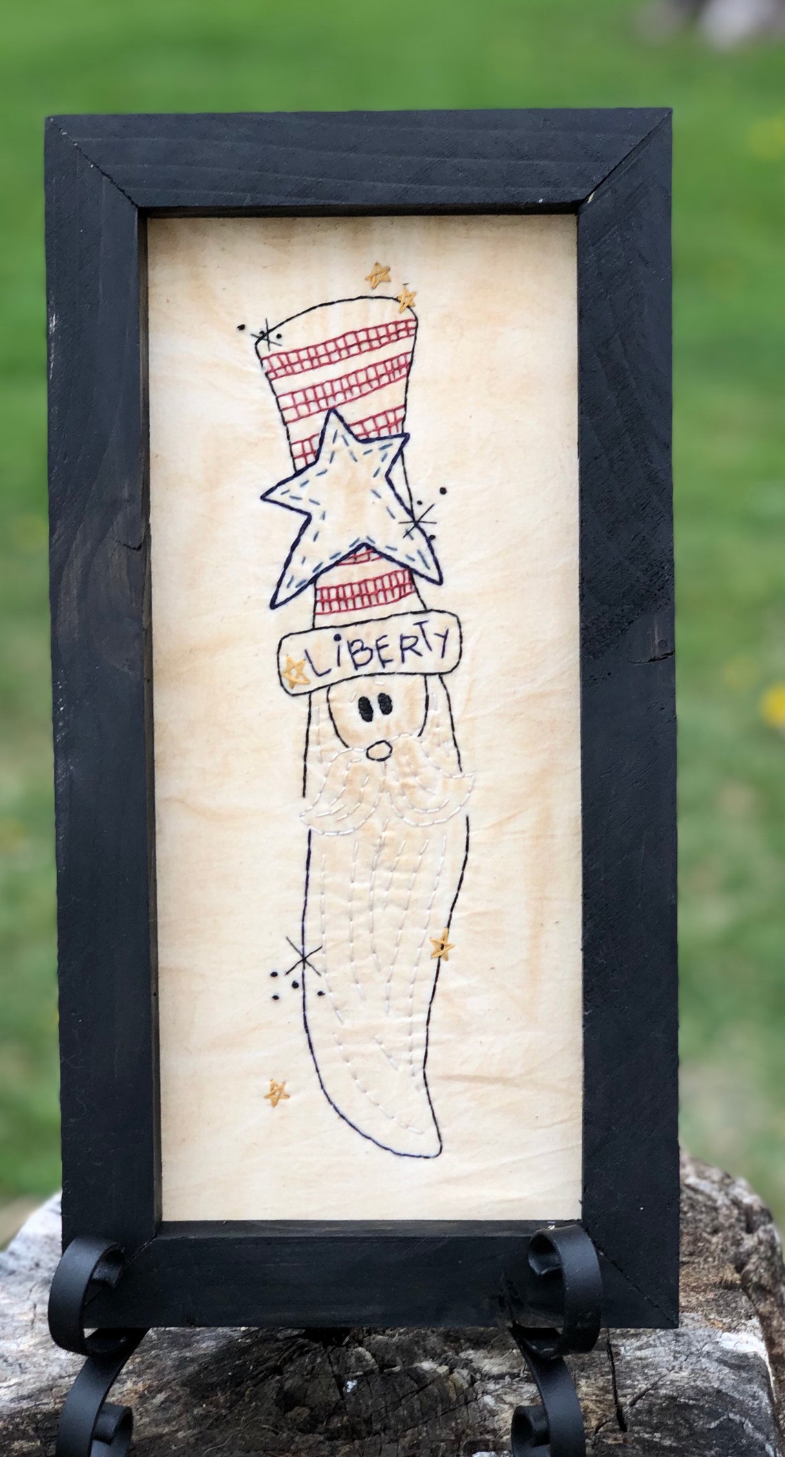 Sammy Primitive Stitchery Framed Print - Etsy