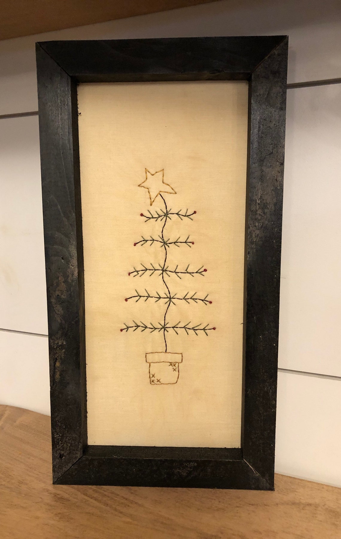 Prim Tree Primitive Stitchery Framed - Etsy