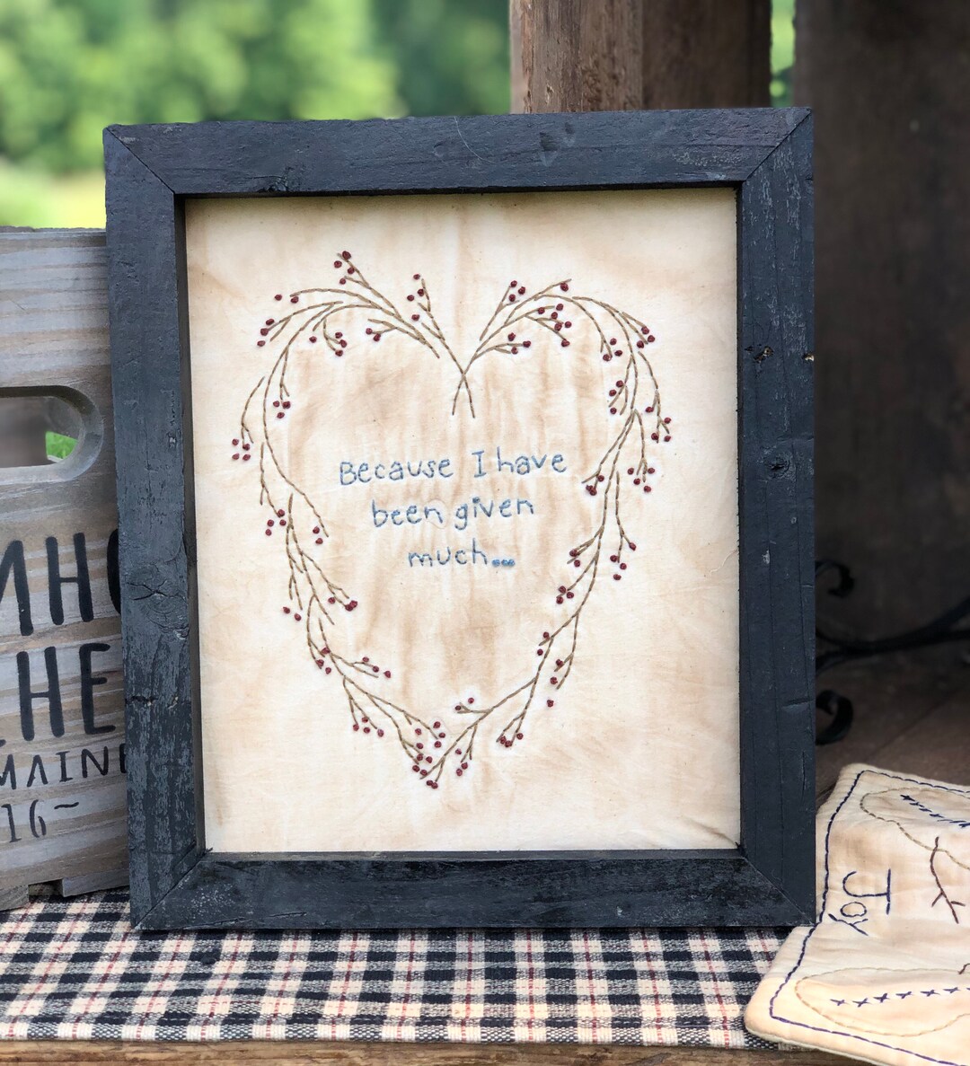 Because Primitive Stitchery Framed Print - Etsy