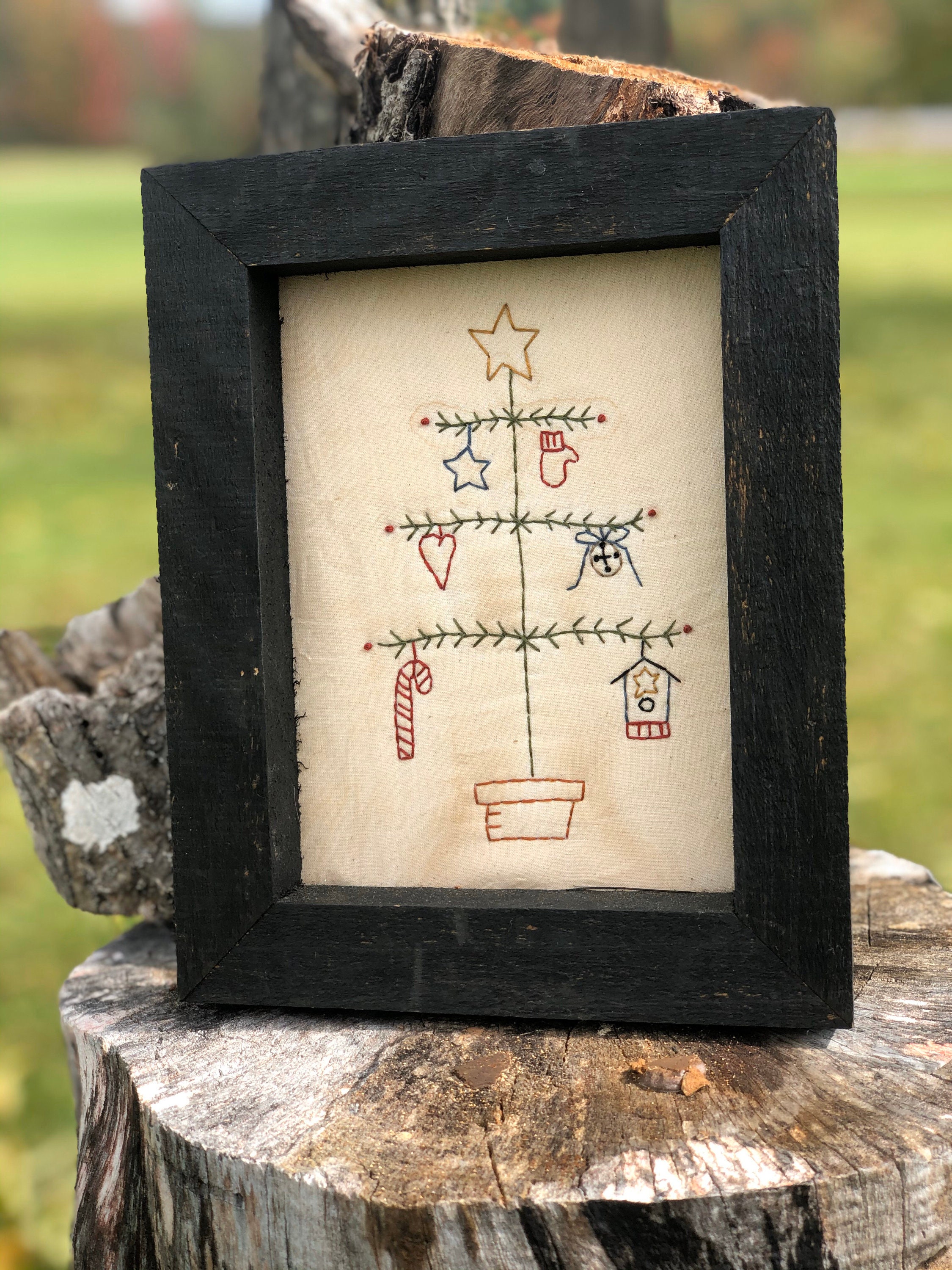 Country Tree Primitive Stitchery Framed Print - Etsy