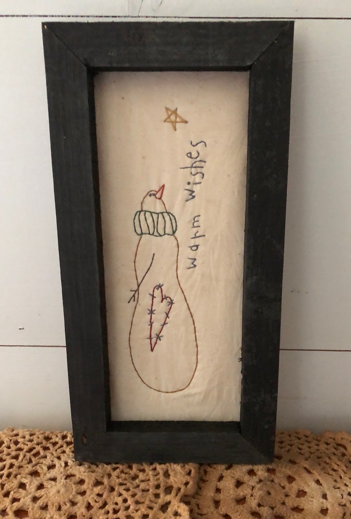 Warm Wishes Primitive Stitchery Framed Print - Etsy