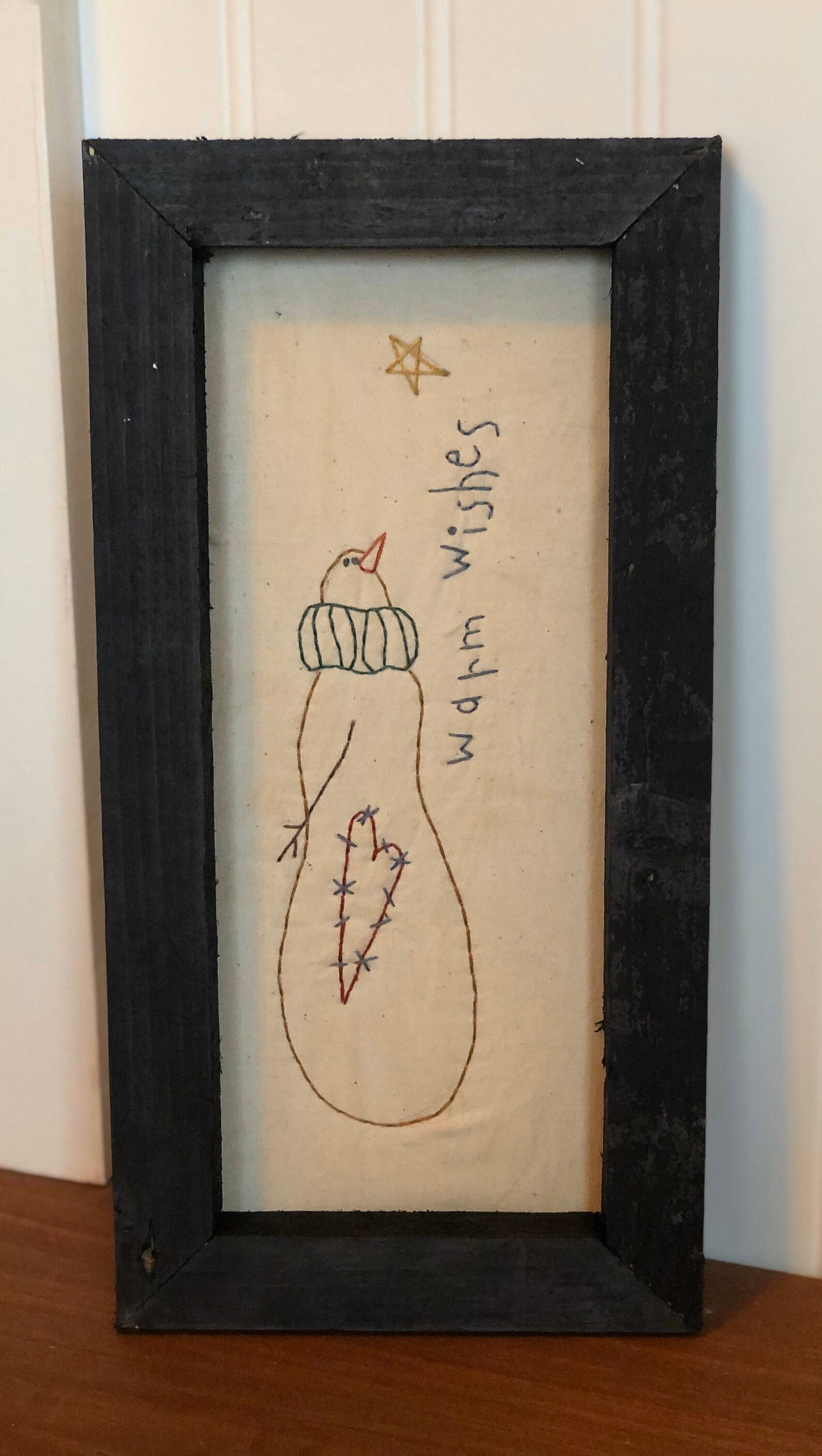 Warm Wishes Primitive Stitchery Framed Print - Etsy