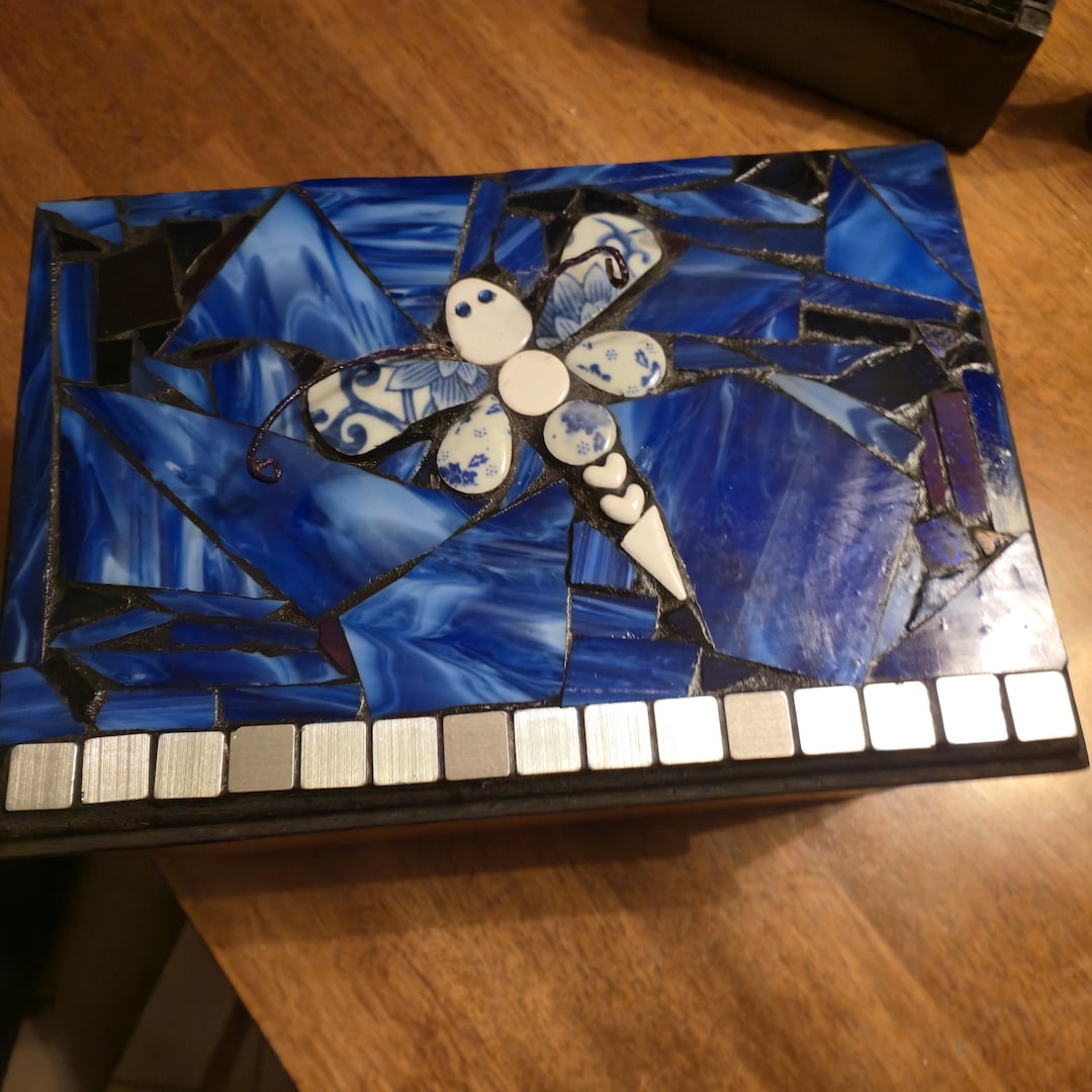 Mosaic Stained Glass Wooden Box - Etsy