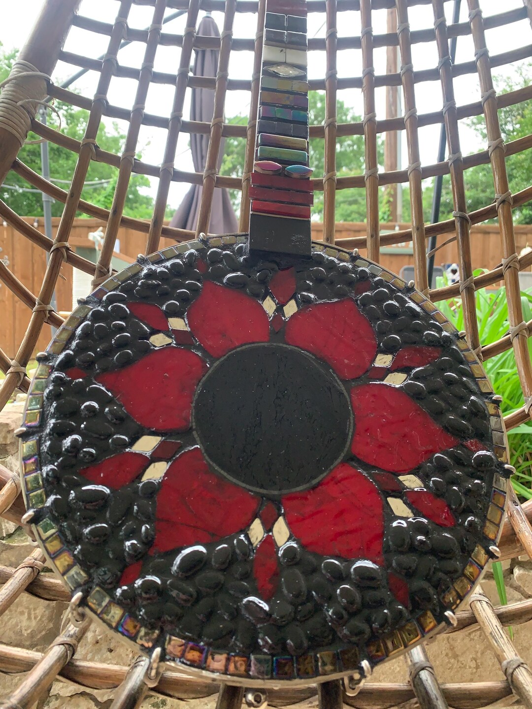 One of a Kind Handmade Stained Glass Mosaic Banjo Flower - Etsy