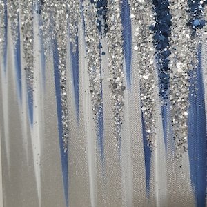 Original Navy Blue and Silver "navy Night" Abstract Glitter Art - Etsy