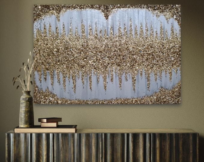 Original Silver and Gold Sound Wave Abstract Glitter Art - Etsy
