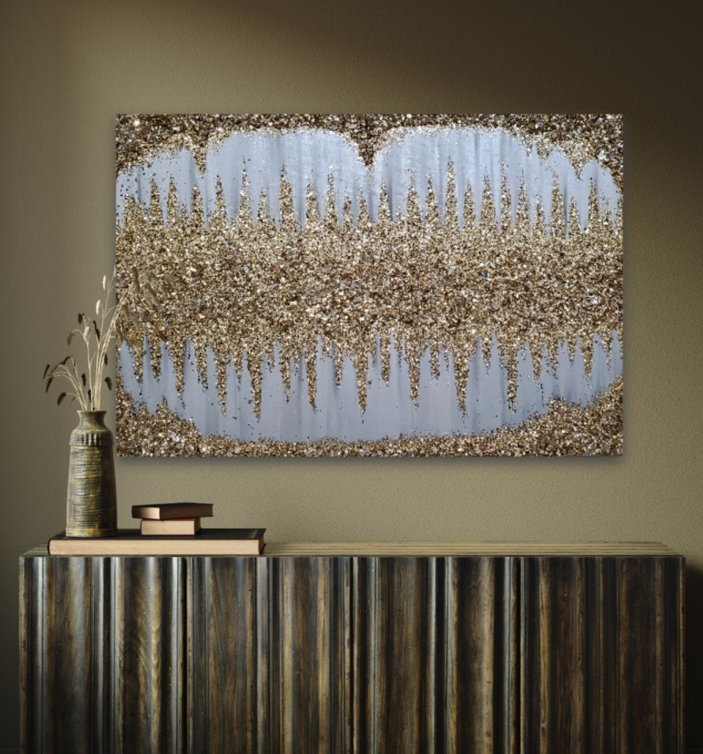 Original Silver and Gold Sound Wave Abstract - Etsy