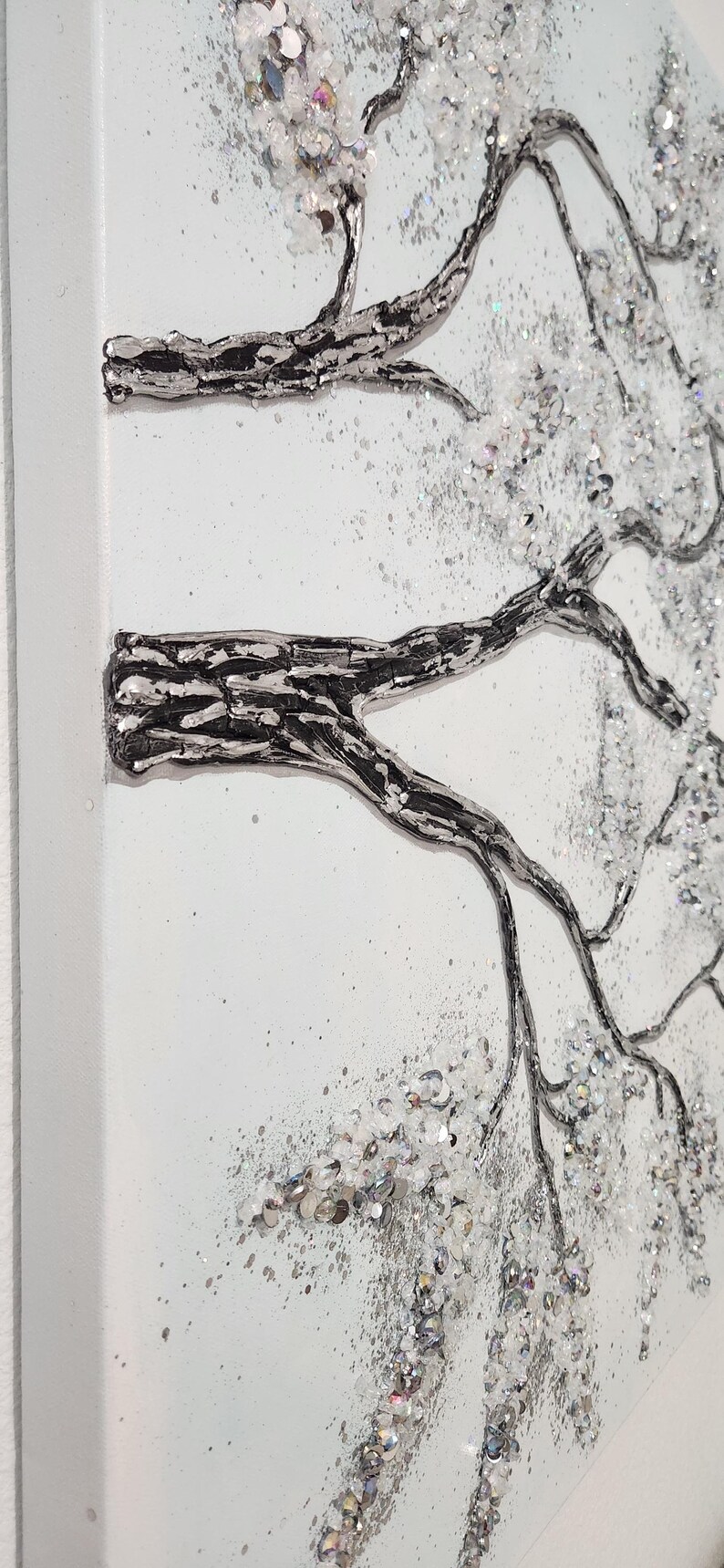3D Branch Painting Textured Wall Art With Crushed Glass & Glitter ...
